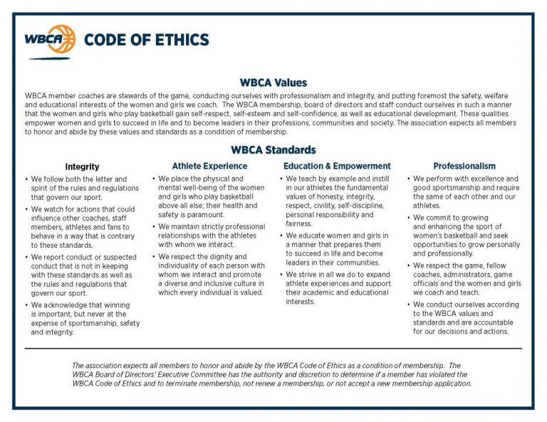 Code of Ethics & Values - WBCA
