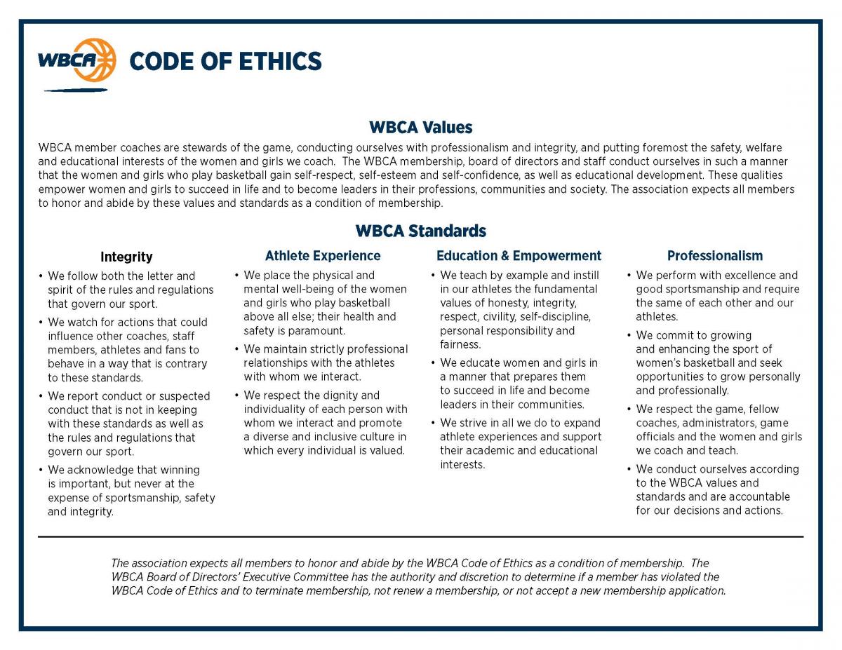Code of Ethics & Values - WBCA