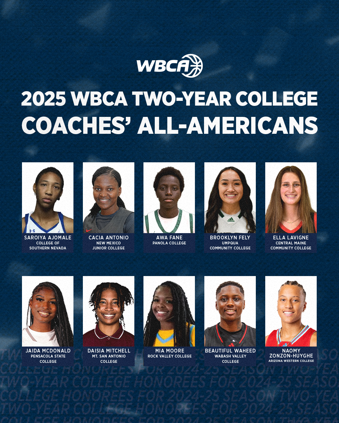 WBCA announces two-year college honorees for 2024-25 season - WBCA